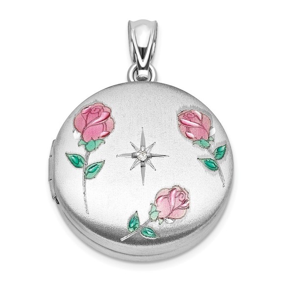 LaneMax | Jewelry | Sterling Silver Rhplated 5ct Diamond Epoxy Roses ...